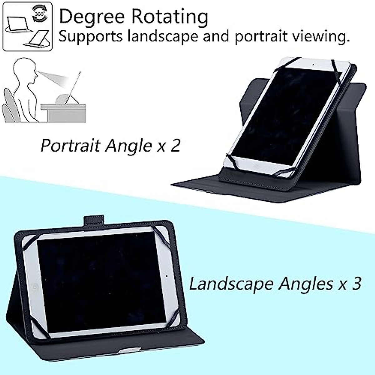 6 7 Inch Tablet Case,Universal Case for 6-7 Inch Tablet eReader,7" Kindle Series e-Reader Tablet Stand Folio Shell Cover with 360 Degree Rotatable Kickstand Multiple Viewing,Water Fire Basketballs