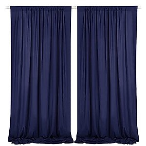 SHERWAY 2 Panels 4.8 Feet x 10 Feet Navy Blue Photography Backdrop Drapes, Thick Polyester Window Curtain for Wedding Party Ceremony Stage Decoration