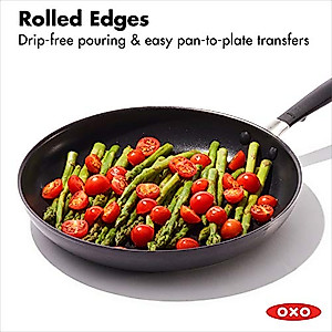 OXO Good Grips 12" Frying Pan Skillet, 3-Layered German Engineered Nonstick Coating, Stainless Steel Handle with Nonslip Silicone, Black