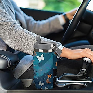 RTFGHJS Girl Playing Piano 30 Oz Tumbler with Handle And Flip Straw, Stainless Steel Vacuum Insulated Travel Mug, Thermal Cup for Coffee, Water, Iced Drinks, Fits Car Cup Holders (Home, Sports)