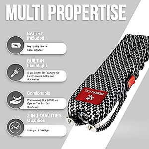 Avenger Defense Stun Gun for Self Defense - Protection Device for Women - Portable LED Flashlight (Cream White, Plastic)