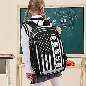 Glaphy American Flag Baseball Backpack School Bag Lightweight Laptop Backpack Students Travel Daypack with Reflective Stripes