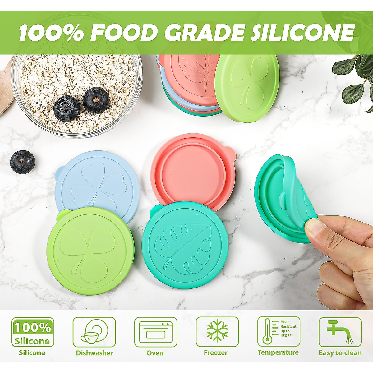 Kamehame Oui Yogurt Jar Lids, 12 Pack Silicone Colorful Cover for 5oz Oui Yogurt Glass Jars, Leakproof Oui Yogurt Bottle Lids