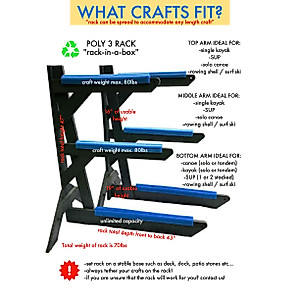 Storage Rack Solutions Outdoor or Indoor Kayak Rack, SUP Rack, Canoe Rack - Kayak Storage Rack (100% Recycled Plastic, 3 Rack (Holds 3 Crafts))
