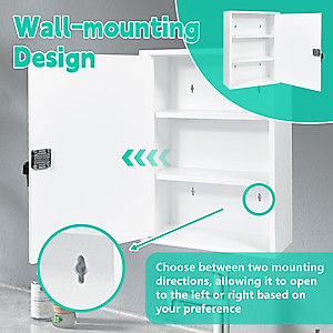 Royxen Medicine Cabinet with Lock, Locking Cabinet for Medication, Medicine Cabinet with Keys, Wooden
