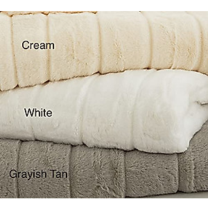 Ultra Soft Reversible Faux Fur Throw, Fluffy Blanket for Winter Sofa Couch, Cuddly & Warm(50"x 60", White)