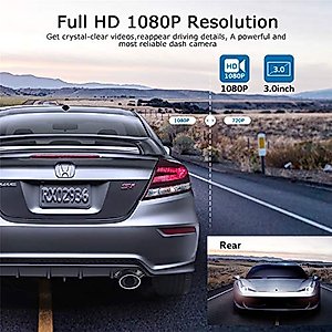 ORSKEY Dash Cam Front and Rear 1080P Full HD Dual Dash Camera in Car Camera Dashboard Camera Dashcam for Cars 170 Wide Angle with 3.0" LCD Display Night Vision and G-Sensor【2023】