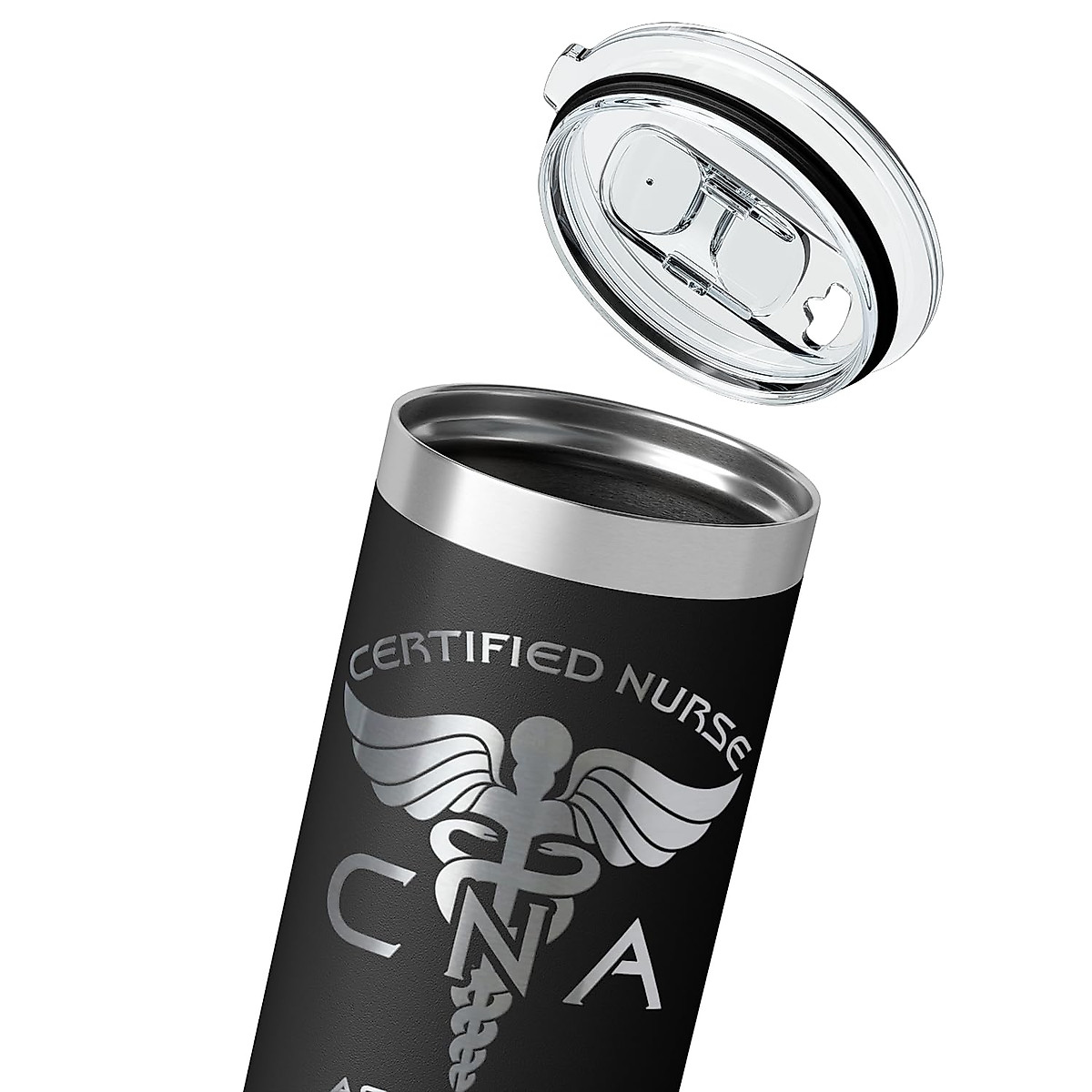 Personalized CNA Certified Nurse Assistant Gift on Black 22 oz Stainless Steel Skinny Tumbler Custom Engraved Gifts for Men and Women