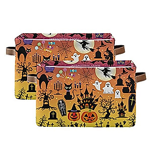 xigua Halloween Woods Spooky Tree Pumpkins Storage Bin for Toy Storage Basket Dirty Clothes Sundries Office Home Closet Organizer Shelf Cube Box Waterproof Laundry Basket
