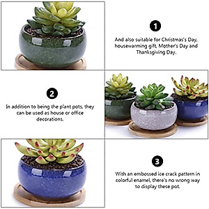 Yardwe 3 Sets Balcony Table and Pot Desk Container Cup Garden Hole Flower Style Containers Green Modern Round Gardening Bonsai Trays Greenhouse Tray Nursery Vintage Ceramic