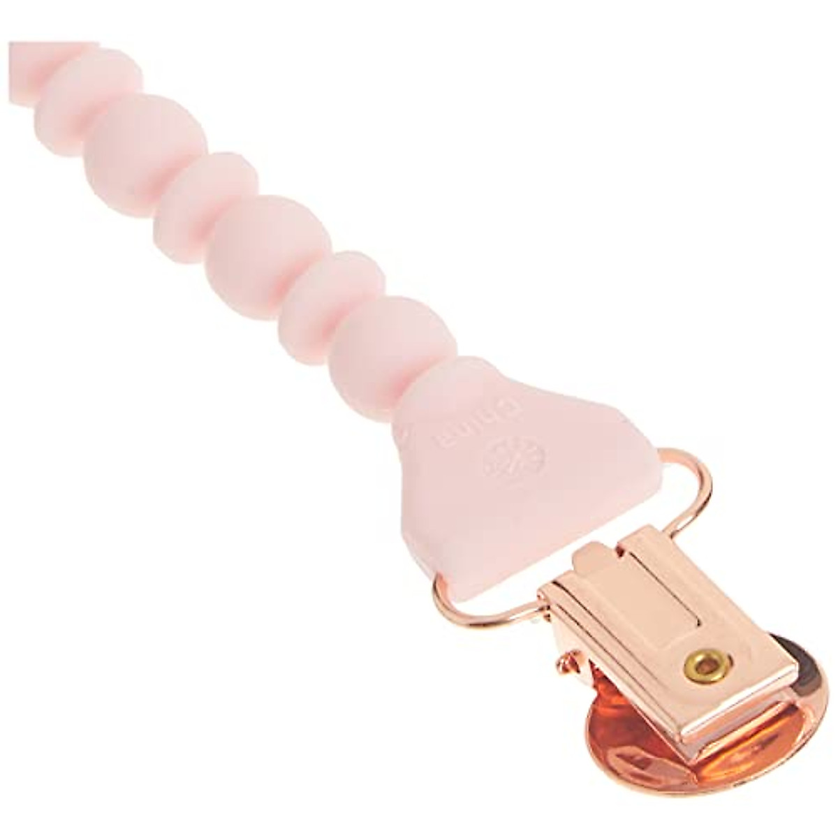 Itzy Ritzy Silicone Pacifier Clip; 100% Silicone Pacifier Strap with Clip Keeps Pacifiers, Teethers & Small Toys in Place; Features One-Piece Design & Silicone Cord, Pink + Rose Gold Clip