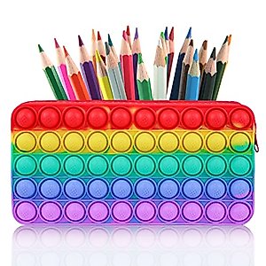 Clemas Pencil case, Pop Pencil Case Bubble Silicon Pencil Box Cosmetic Bag Stationery Storage Bag Decompression Toy for Kids, Pencil Case for Girls, Kids