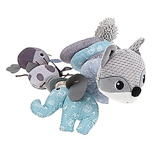 Kisangel 3pcs Cot Mobile Toy Plaything Around Cognitive Pendant Bar Pram Infants Fox Hanging Plush Color Car Toys Musical Baby Interactive Activity Grey Crib with Rattles for Animal
