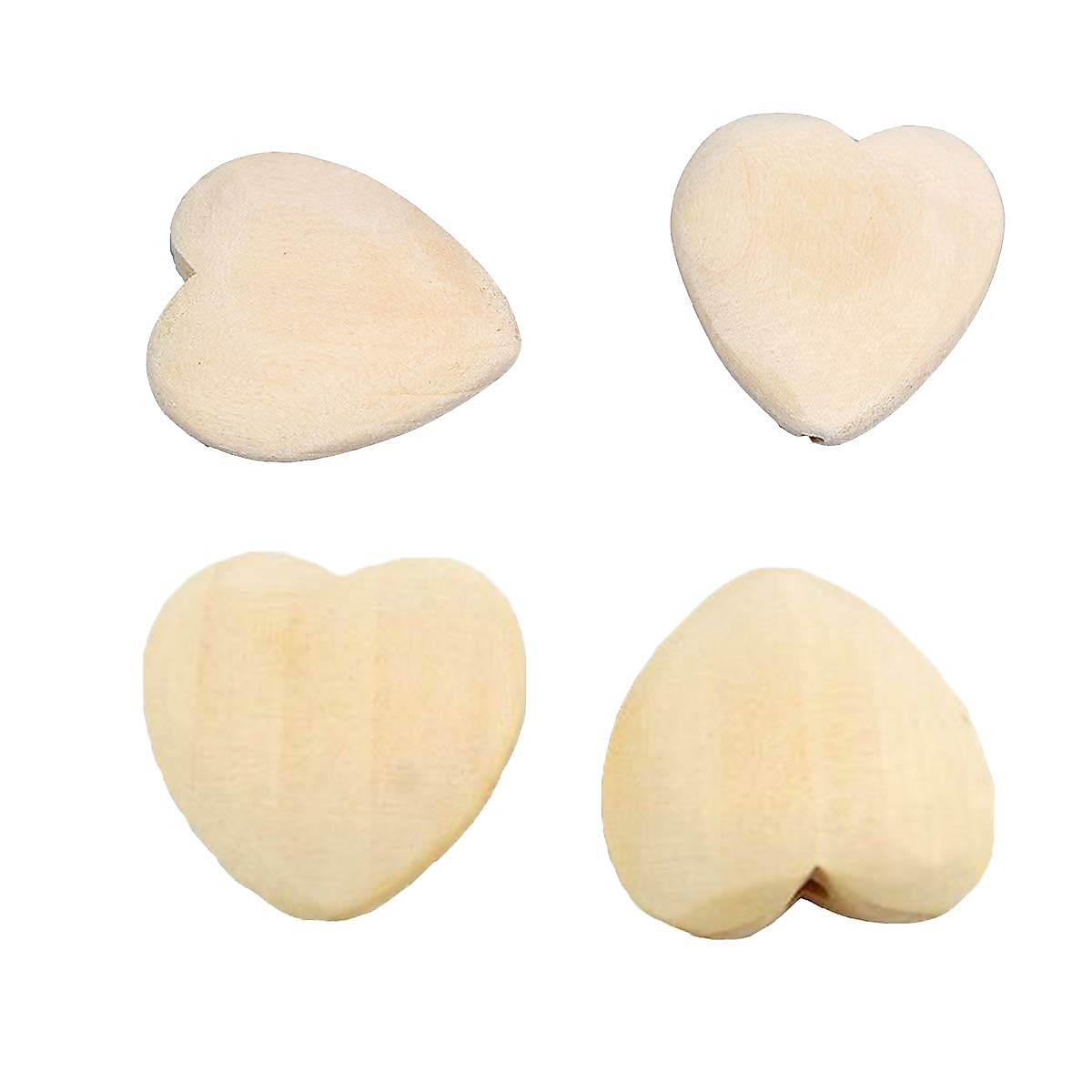 20pcs Natural 25mm Unfinished Wood Hearts Beads with Holes Eco-Friendly Wooden Handing Materials DIY Beading Craft Accessories (Heart Beads 20pcs)