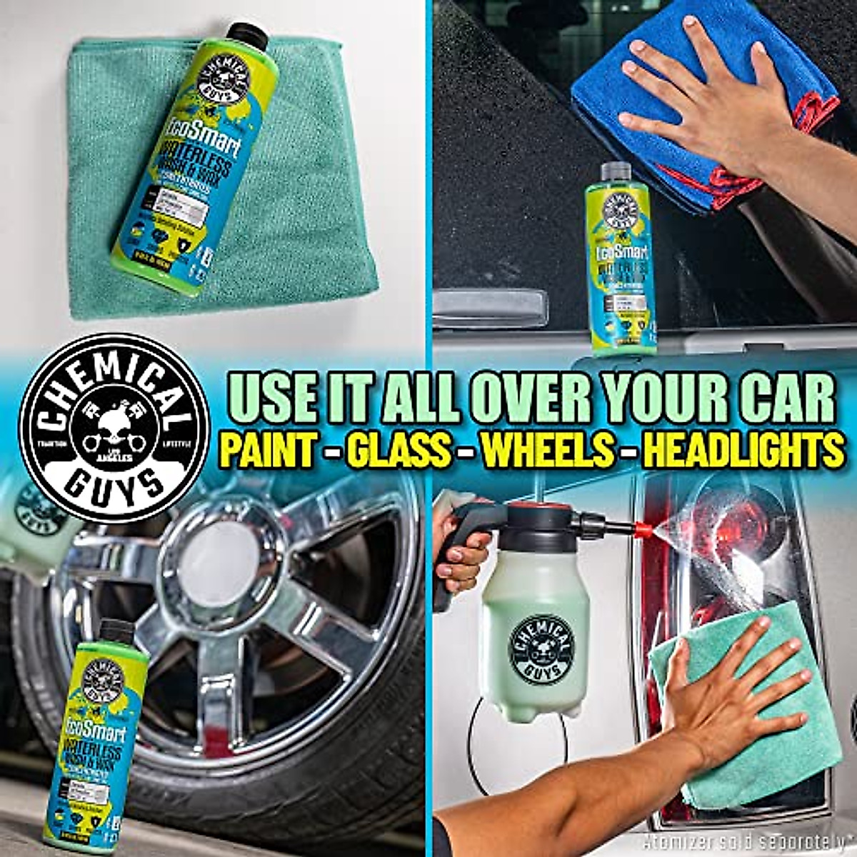 Chemical Guys WAC_707 EcoSmart Hyper Concentrated Waterless Car Wash and Wax (1 Gal) and Acc_130 Professional Chemical Resistant Heavy Duty Bottle and Sprayer (32 oz)