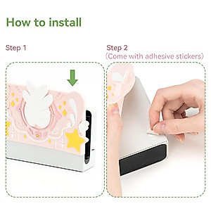 GeekShare Soft Silicone Faceplate Cover for Switch/OLED Charging Dock, Anti-Scratch Dock Cover- Star Wings Series (Pink)