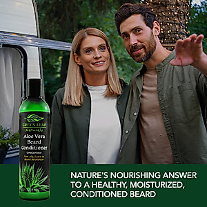 Green Leaf Naturals Aloe Vera Beard Conditioner | 99.75% Organic | Natural Anti-Aging Formula to Hydrate, Soothe & Repair Dry Skin, Irritation, Redness - Tames & Styles - 8oz