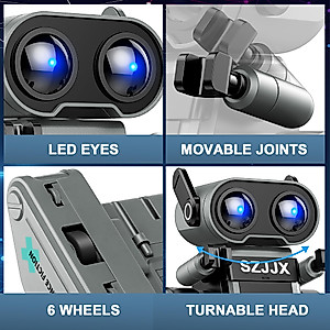 Robot Toys for Kids 3-5 5-7,Rechargeable Remote Control Robot Toy,Interactive Toy Robot for Kids with LED Eyes & Music & Dance,Intelligent Robots Toys Gifts for 3 4 5 6 7 8 Year Old Boys Girls (Grey)