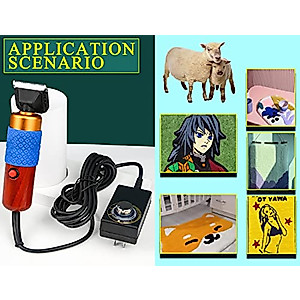 Carpet Trimmer with Shearing Guide, Electric Speed Adjustable Rug Tufting Carver Clippers, Electric Rug Shears Carpet Carving Tool for Handmade Rug Clean and Tufted Rug(with Stand Base and 2 Blades)