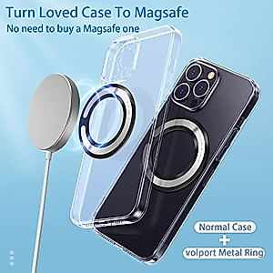 volport 4PCS Magsafe Ring for Magsafe, Magnet Adapter, Magsafe Sticker with 3M Adhesive, Black Metal Loop for Wireless Charger/Card Wallet/Car Mount/Battery Pack/Socket Grip, Compatible with All Phones