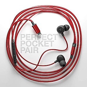 Thore iPhone 13/14 Earphones (V60) Wired in Ear Lightning Earbuds (Apple MFi Certified) Headphones with Microphone/Remote for iPhone 12/11/Pro Max/Xr/Xs Max/X/8/7 - Red