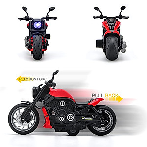 CYYSFIVQZ Toy Motorcycle,Pull Back Motorcycle Toy with Sounds and Lights,1:12 Alloy Motorcycle Model for Boys,Pull Back Motorcycle Toys Gift for Boy Girl (Red)