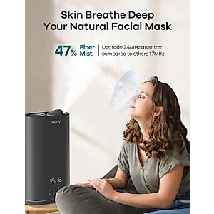 WELOV BoostMist Cool Mist Humidifier for Large Room, Smart Humidifier for Bedroom, 6L Home Humidifier for Plants, Quiet Ultrasonic Humidifier for Baby with APP/Voice Control, Auto Mode, H500 Pro