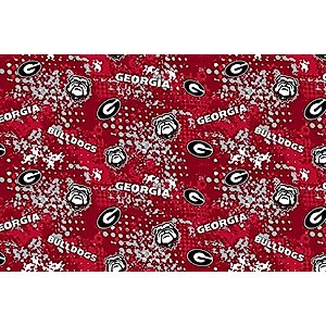 University of Georgia Cotton Fabric by Sykel-Licensed Georgia Bulldogs Splatter Cotton Fabric