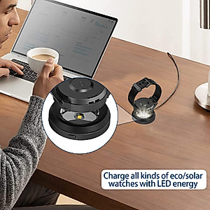 Solar Watch Fast Charger-Watch Solar Charger Metal Base, Fast Heat Dissipation, Solar Power Portable Charger, Suitable for Casio/Citizen/Seiko/Garmin Solar Watch Rounkin (Black)