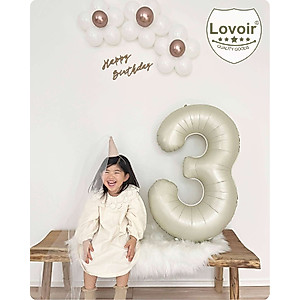 40 Inch Cream Sand White Number 1 Balloon Large Size Jumbo Digit Mylar Foil Helium Balloons for Birthday Party Celebration Decorations Graduation Anniversary Baby Shower Photo Shoot