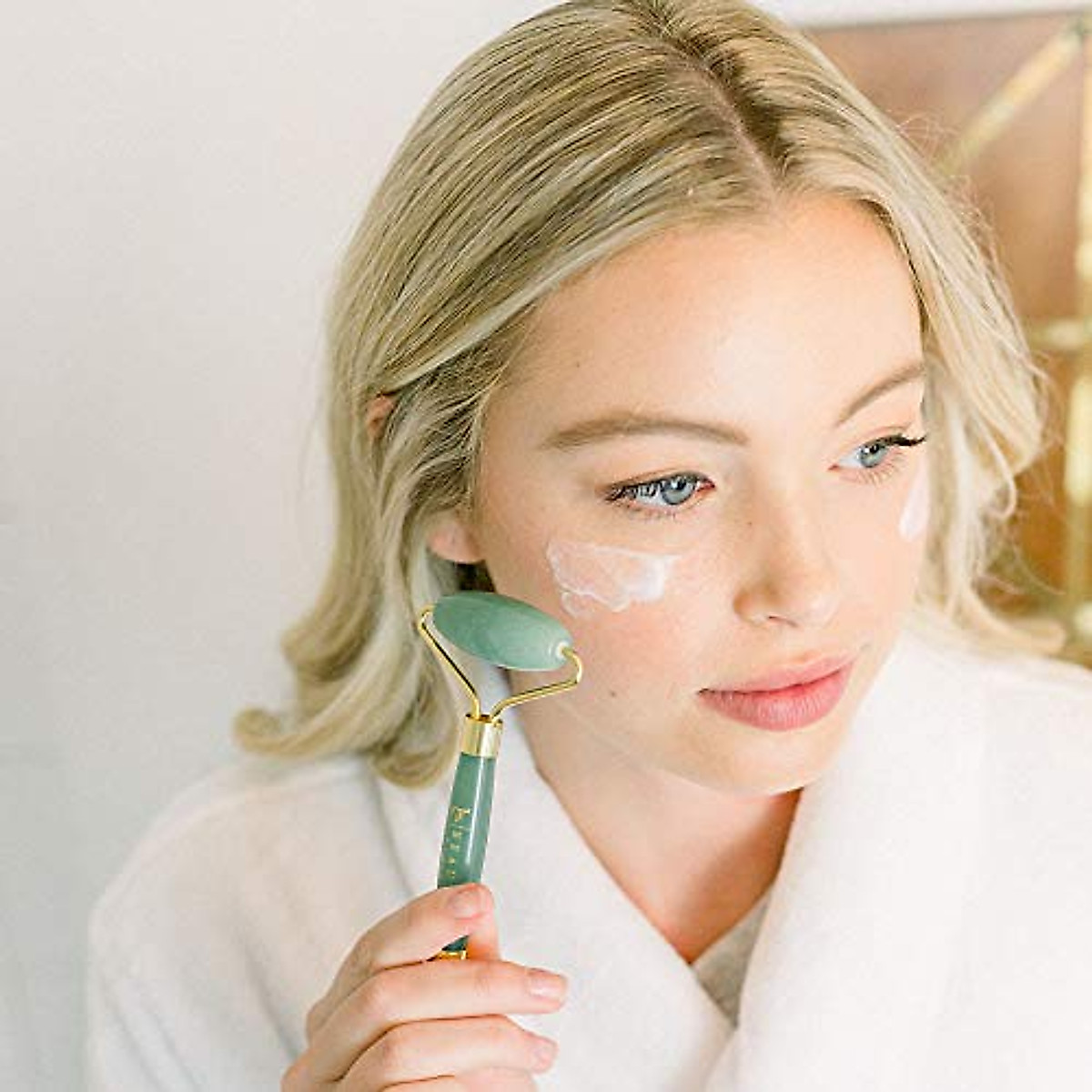 Jade Roller for Face - Skin Care Tools Used With Beauty Products, Jade Face Roller for Face, Small Eye Roller for Puffy Eyes, Face Massager for Women Face Care, Facial Roller Self Care Gifts for Women