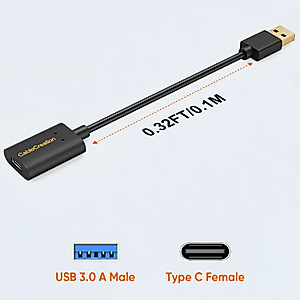 CableCreation USB 3.1 USB C Female to USB Male Adapter 5Gbps USB to USB C Adapter, USB A to USB C Adapter Female USB C Adapter for Laptops Logitech StreamCam, etc