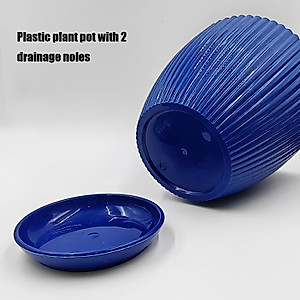 RooTrimmer 7.5/6.5/5.5/4.9/4.2/3.5 inches Plant Planters 6 Pack, Thick Sturdy Plastic Pots for Plants, Indoor/Outdoor 6 Sizes Flower Pots with Drainage Holes and Saucers (6 Sizes,Dark-Blue)