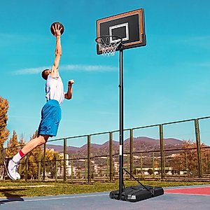 Basketball Hoop Outdoor, 7-10ft Height Adjustable Basketball Hoop with 44in Shatterproof Backboard and Wheels for Teenagers Adults Outdoor Indoor, Portable Basketball Goal Basket Balls Outdoor Hoop