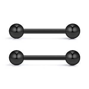 Ruifan 14G 9/16Inch Shiny Ball & Matte Ball & Arrow & Screw Nipple Tongue Shield Ring Barbell Body Piercing Jewelry Retainer 4prs(8pcs) - Mix Color