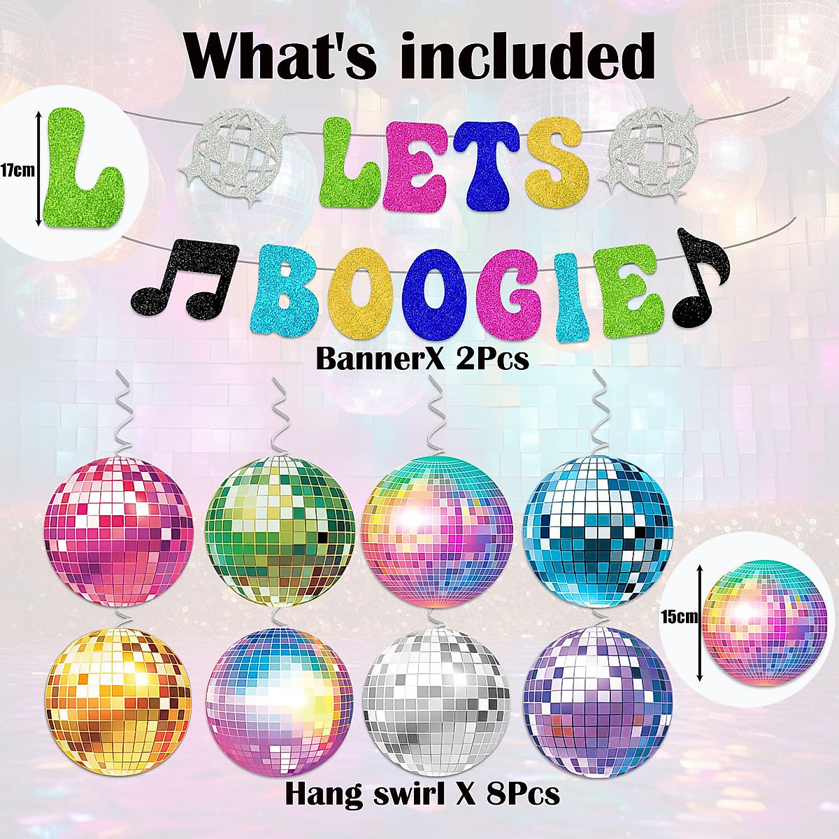 80's 90s Disco Themed Party Decorations Let's Boogie Banner Disco Ball Hanging Swirls Backdrop 70s Hanging Decor For Classroom Throwback Party Decorations Back To 60s 70s 80s 90s Dance Decade Party