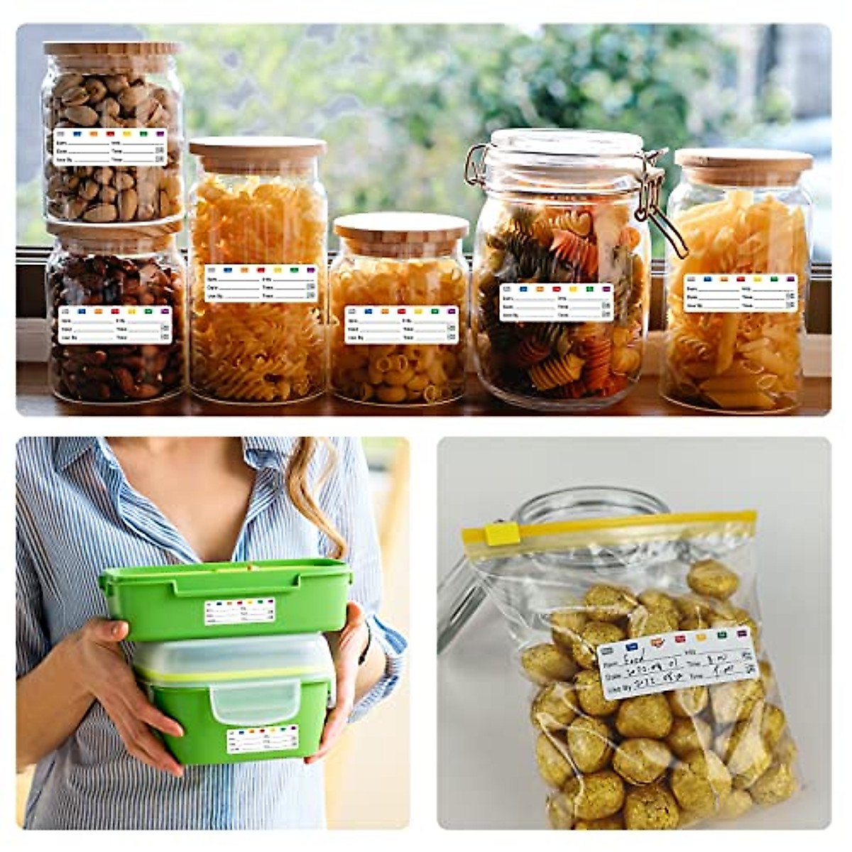 500 pcs Food Labels, Freezer Labels Removable 1x 3 Inches Food Storage Stickers, Easy Clean Leaves No Residue, Writable, Not Blurry, Waterproof Oil Resistant. 2 Rolls, STARLIBOO.