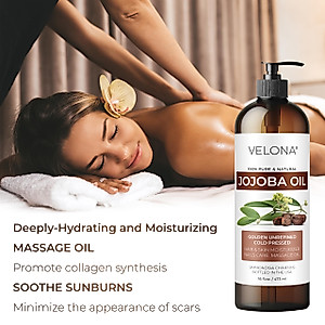 velona Jojoba Oil - 32 fl oz (with Pump) | 100% Pure and Natural | Golden, Unrefined, Cold Pressed, Hexane Free