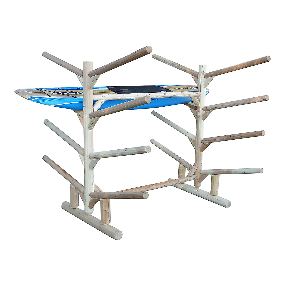 Log Kayak Rack - Kayak Storage Rack, Kayak Racks for Outdoor Storage, Kayak Rack for Garage, Paddle Board Rack, Fishing Rack, Surfboard Rack and SUP Storage Rack - 8 Kayak Racks, Natural