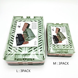 BAREGO Plastic Crates, Collapsible Folding Storage Basket/Container, Stackable Box for Office Kitchen Bathroom Grocery Car Trunk (M: 9.966.54.06in(3pcs, Macaron Mix 3 Color) M: 9.96*6.5*4.06in(3pcs）