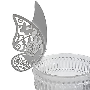 Ruiwaer Laser Cut Butterfly 50pcs White Pearlized Paper Butterfly Place Wine Glass Cup Name Cards Wedding Party Home Decoration Laser Cut Butterfly