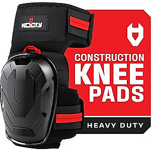 NoCry Professional Gel Knee Pads for Work — Heavy Duty Anti-Slip Cap, Extra Dual-Layer Foam and Cushion, Reinforced Adjustable Non-Slip Straps, Built-in Hangand Pull Loops, Fits Men Women, Black