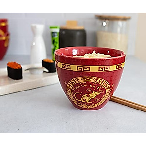 Boom Trendz Year Of The Rat Chinese Zodiac Ceramic Dinnerware Set | Includes 16-Ounce Ramen Noodle Bowl and Wooden Chopsticks Asian Food Dish For Home & Kitchen Kawaii Lunar New Gifts Red One Size