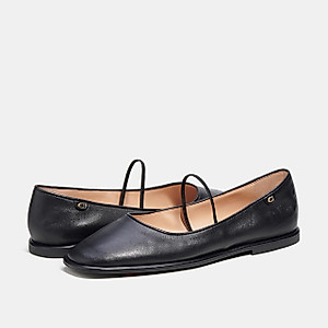Coach Women's Emilia Mary Jane Flat, Black, 7