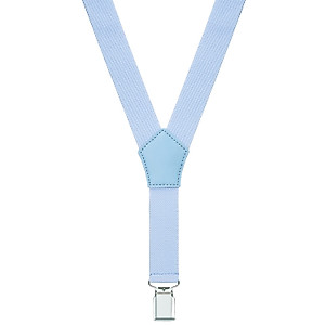 WDSKY Men's Bow Tie and Suspenders Set Y Shape Adjustable Elastic 47 Inches Light Blue