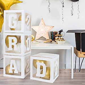 2024 Graduation Decorations Balloon Boxes - Graduation Party Decorations Class of 2024, 4pcs Balloons Box with GRAD, 2024,Perfect for High School College Kindergarten Graduation Celebration Party