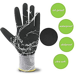 eMerit Bamboo Garden Gloves for Women, Nitrile Coated Working Glove for Gardening, Fishing, Clamming… (2, M)