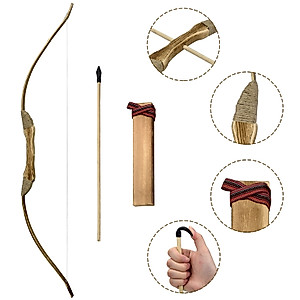 2 Pack Wooden Bow and Arrow Set for Kids, 2 Bows 2 Quivers and 20 Wood Arrows, 32 Inch Handmade Archery Set Outdoor and Indoor Games Toys, Gifts for Kids Youth Boys and Girls