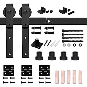 BONIKLUBA 40" Bi-Folding Sliding Barn Door Hardware Track Kit,Smoothly&Quietly,Side Mounted Black Roller,Easy Install,Door Not Included [Fit Double 18" Bifold Doors]