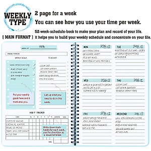 Undated Weekly Planner- Weekly Goals Notebook, A5 To Do List Planner with Spiral Binding, Weekly Goal Planner, 5.7 x 8.0 inches